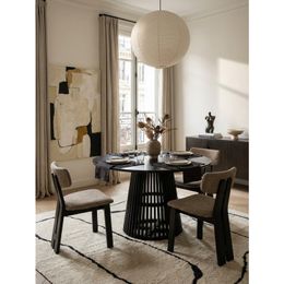 KADIMA DESIGN Esszimmertisch &ndash; Rund Mango Massivholz 120x120x77 cm Schwarz Gittergestell