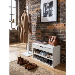 KADIMA DESIGN Schuhbank Holz gepolstert mit Stauraum schmal, Wei&szlig; 60x30x40 cm