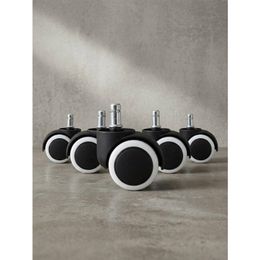 KADIMA DESIGN B&uuml;rostuhlrollen 5er-Set Polyurethan Wei&szlig; &Oslash;50mm 11mm-Stift f&uuml;r Hartboden