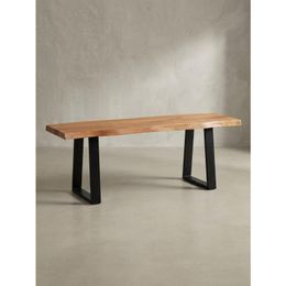 KADIMA DESIGN Garderobenbank Massivholz Metall Baumkante, Akazie-Schwarz 120x40x46 cm