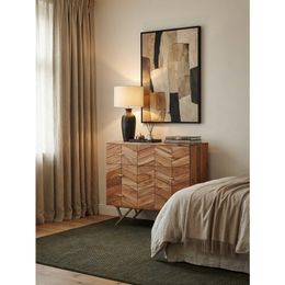 KADIMA DESIGN Sideboard &ndash; Akazie Massivholz/Metall, 90x86,5x40 cm, 3 Schubladen