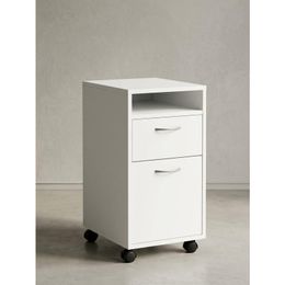 KADIMA DESIGN Rollcontainer &ndash; Wei&szlig;, 33x63x38 cm, 1 T&uuml;r, Rollen, Schreibtisch-Unterschrank
