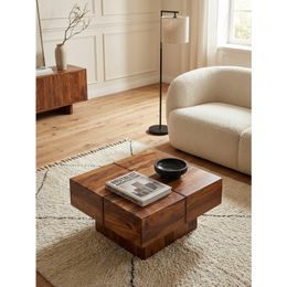 KADIMA DESIGN Couchtisch Sheesham Massivholz Quadratisch 57,5x57,5x30 cm Modern