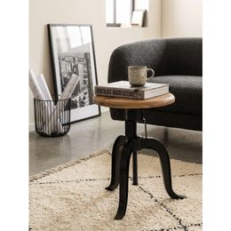 KADIMA DESIGN Drehhocker &ndash; Akazie Massivholz/Metall, 39x62,5x39 cm, h&ouml;henverstellbar