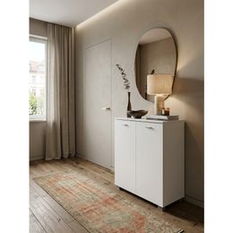 KADIMA DESIGN Schuhschrank Holz mit 4 F&auml;chern und 2 T&uuml;ren, Wei&szlig; 60x35x90 cm