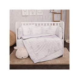 Lorelli Babybettw&auml;sche-Set 5-tlg. Decke 140 x 95 cm Kissen 43 x 35 cm Nestchen grau gemustert
