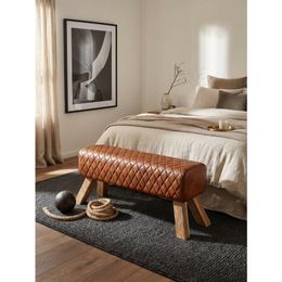 KADIMA DESIGN Sitzbank &ndash; Leder/Massivholz, 89x46x35 cm, Turnbock-Design