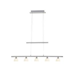 Brilliant Lampe Tonja LED Pendelleuchte 5flg chrom/wei&szlig; 5x 5W LED integriert (COB), (285lm, 3000K) H&ouml;henverstellbar durch Gegengewicht