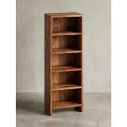 KADIMA DESIGN CD-Regal Massivholz 5 F&auml;cher Landhausstil MUMBAI, Dunkelbraun 30x17x90 cm