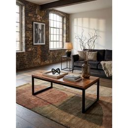 KADIMA DESIGN Couchtisch Sheesham Massivholz Metall 110x40x60cm Industrial Style