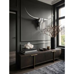 KADIMA DESIGN Wanddeko Geweih Bull Aluminium 125 cm breit, Silbern 125x10x60 cm