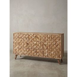 KADIMA DESIGN Sideboard &ndash; Akazie Massivholz, 140x78,5x40 cm, Landhausstil, 3 Schubladen, 2 T&uuml;ren