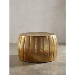 KADIMA DESIGN Couchtisch Rund Orientalisch in Goldfarbenem Aluminium, 60x36x60 cm