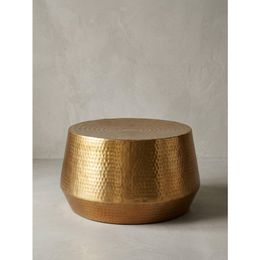 KADIMA DESIGN Couchtisch rund in Goldfarbenem Aluminium, Orientalisches Design, 60x36x60 cm