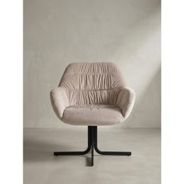 KADIMA DESIGN Loungesessel Samt mit Armlehnen und Metallgestell, gepolsterter Schalensitz, Beige 64x68x74 cm
