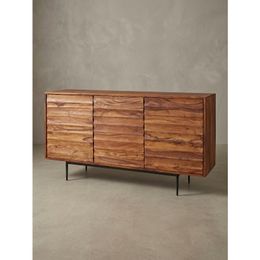 KADIMA DESIGN Sideboard &ndash; Massivholz, 150x81x41 cm, 3 T&uuml;ren, Landhausstil, gro&szlig;