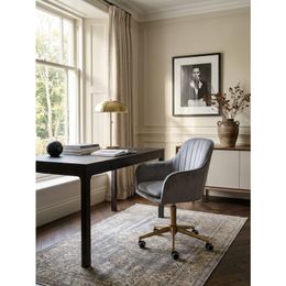 KADIMA DESIGN Schreibtischstuhl Samt drehbar mit Lehne, Schalenform, Rollen und H&ouml;henverstellung, Grau 54x52x105 cm