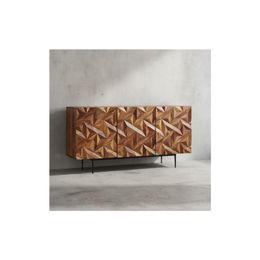 KADIMA DESIGN Sideboard &ndash; Massivholz/Metall, 144x72x47 cm, 3 T&uuml;ren, modern