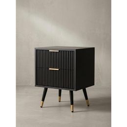 KADIMA DESIGN Nachttisch &ndash; Schwarz/Eiche-Dekor, 43,5x39x56 cm, mit Schubladen, modern