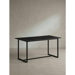 KADIMA DESIGN Esstisch Marmoroptik Metall Rechteckig Modern Klein, Schwarz 160x80x76 cm