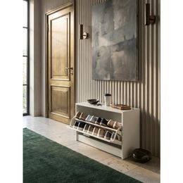 KADIMA DESIGN Schuhkipper Holz mit 1 Fach und Ablage, Wei&szlig; 80x24x47 cm