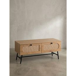 KADIMA DESIGN Lowboard Eiche-Dekor Rattan Modern Stil 100x45x40 cm mit Schubladen