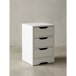 KADIMA DESIGN Nachttisch 3 Schubladen Modern Klein, Wei&szlig; 31x31x49 cm