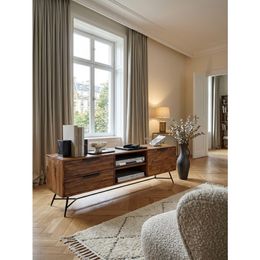 KADIMA DESIGN Lowboard Massivholz Industrial Stil 160x54x40 cm Modell NISHAN mit Stauraum und Schubladen