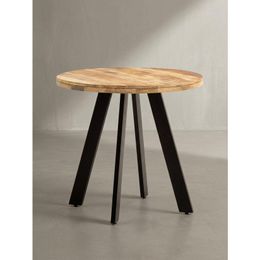 KADIMA DESIGN Esszimmertisch &ndash; Rund Mango Massivholz 80x80x75 cm Metallbeine Modern