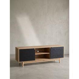 KADIMA DESIGN TV-Lowboard mit Eiche-Dekor, 2 T&uuml;ren, modern, Braun-Schwarz 150x40x55 cm