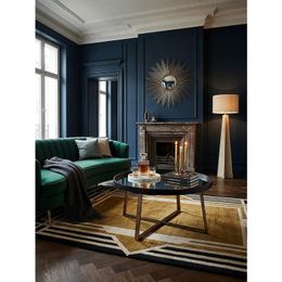 KADIMA DESIGN Couchtisch Dunkel-Gold Spiegelglasplatte &Oslash; 78 cm Schwarz Metall-Gestell