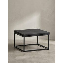 KADIMA DESIGN Couchtisch aus Mango Massivholz und Metall, Quadratisch, Nat&uuml;rliche Holzmaserung, Moderner Stil, Schwarz 60x60x35 cm