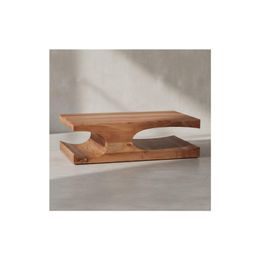 KADIMA DESIGN Couchtisch BOHA aus Massivholz im Landhausstil mit Designelementen, Akazie 70x118x38 cm
