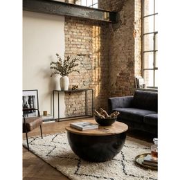 KADIMA DESIGN Couchtisch, Schwarz, Mango-Massivholz und Metall, Industrial-Style, 60x34x60cm, Stauraumfunktion