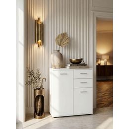 KADIMA DESIGN Kommode &ndash; Wei&szlig;, 71x78x35,5 cm, T&uuml;ren und Schubladen, matt