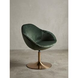KADIMA DESIGN Loungesessel Samt mit Armlehnen, drehbar im modernen Design SIRAN, Gr&uuml;n 70x70x79 cm