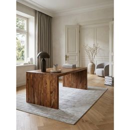 KADIMA DESIGN Schreibtisch Massivholz Ablage Landhausstil BOHA, Dunkelbraun 100x200x76 cm