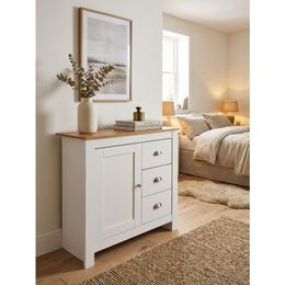 KADIMA DESIGN Sideboard &ndash; Wei&szlig;/Eiche, 79x81x35 cm, 3 Schubladen, 1 T&uuml;r