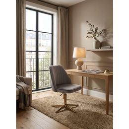 KADIMA DESIGN Drehstuhl Samt mit Lehne und ohne Rollen, Grau 46x47x100 cm