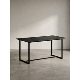 KADIMA DESIGN Esstisch Marmoroptik Metall Rechteckig Modern Klein, Schwarz 200x90x76 cm