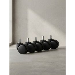 KADIMA DESIGN B&uuml;rostuhlrollen 5er-Set Polyurethan Schwarz &Oslash;50mm 11mm-Stift Gebremst f&uuml;r Weichboden