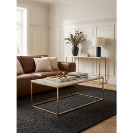 KADIMA DESIGN Couchtisch mit Marmor-Optik und Metall-Gestell, Eckig, Wei&szlig; 100x60x40 cm