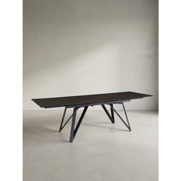 KADIMA DESIGN Esstisch Ausziehbar Keramik Glas Marmoroptik Rechteckig Gro&szlig;, Schwarz 180x95x76 cm