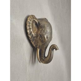 KADIMA DESIGN Wanddeko Elefant Aluminium goldfarben 41 cm im afrikanischen Stil