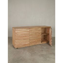 KADIMA DESIGN Sideboard &ndash; Akazie Massivholz, 160x75x43 cm, Baumkante, mit Schubladen und T&uuml;ren, breit