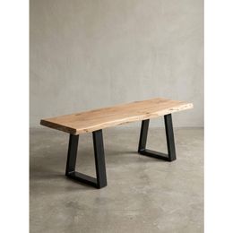 KADIMA DESIGN Esszimmerbank GAYA Massivholz Baumkante Metallbeine, Akazie 160x40x45 cm