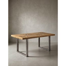 KADIMA DESIGN Esstisch Mango Massivholz Metallgestell Industrial, Braun 90x180x76 cm