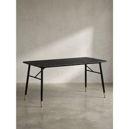 KADIMA DESIGN Esstisch Marmoroptik Metall Rechteckig Modern Klein, Schwarz 200x90x76 cm