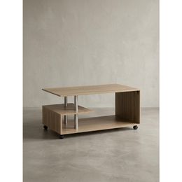 KADIMA DESIGN Couchtisch Sonoma Drehbar 105x48.5x60cm mit Rollen und Stauraum