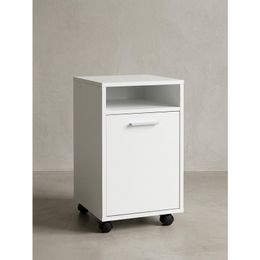 KADIMA DESIGN Rollcontainer Schubladen T&uuml;r Ablage Mit Rollen, Wei&szlig; 33x38x60 cm